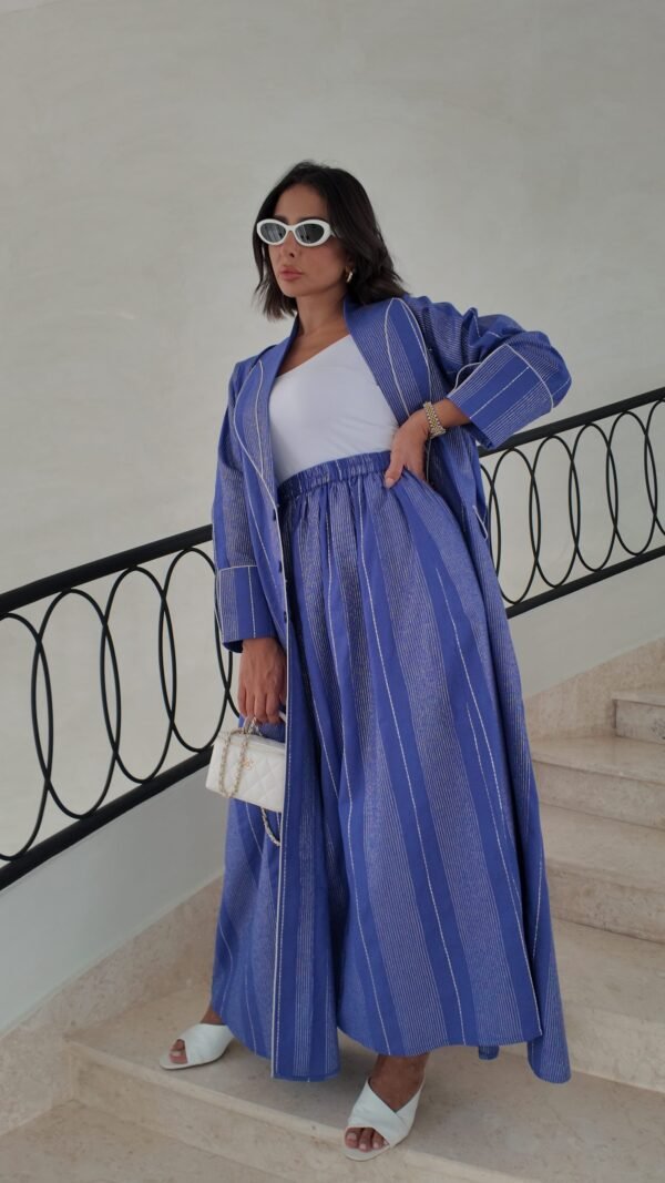 بليزر لينن مقلم طبيعي لون بنفسجي – TALEEN COLLECTION